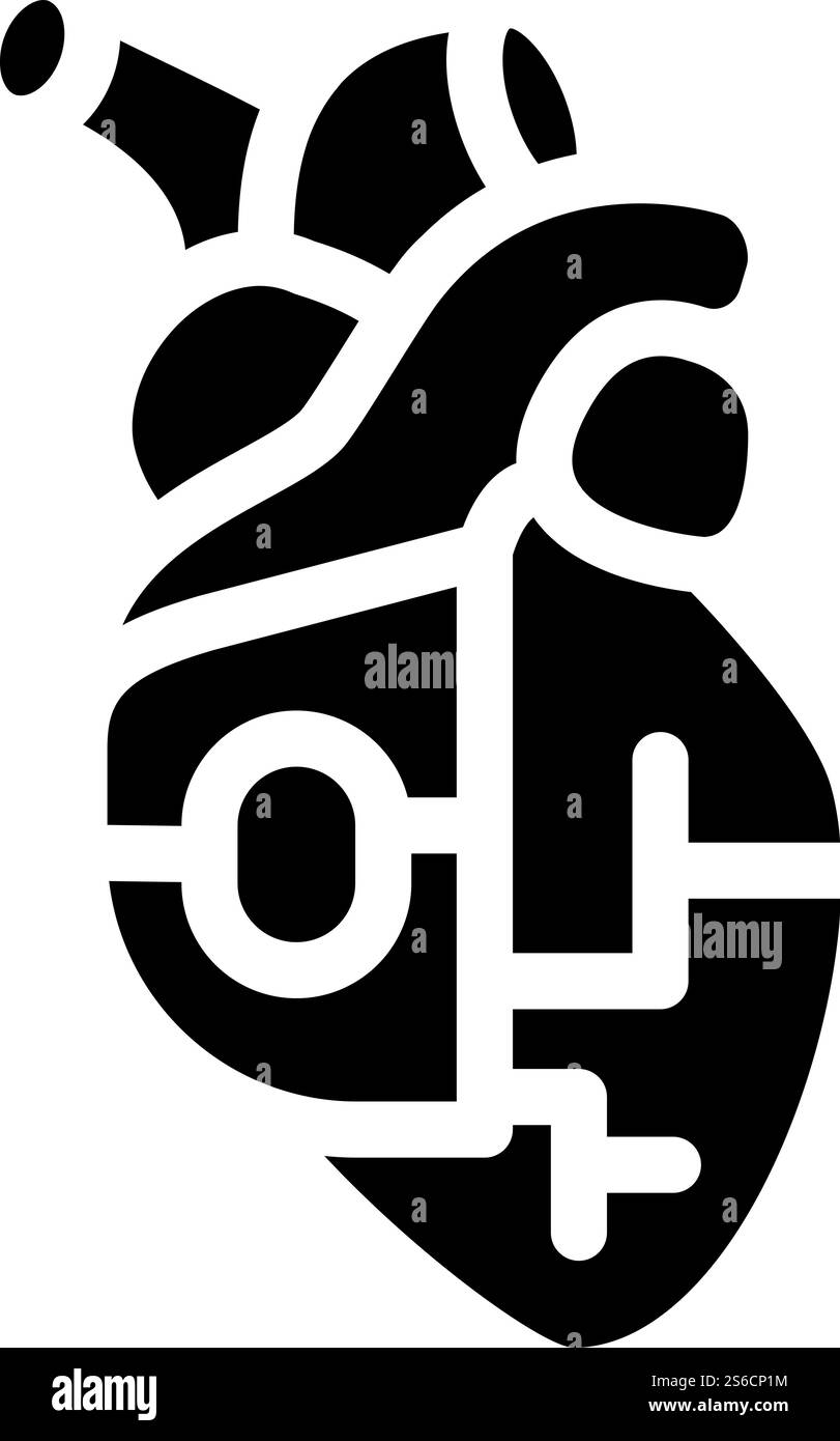 heart pacemaker glyph icon vector. heart pacemaker sign. isolated ...