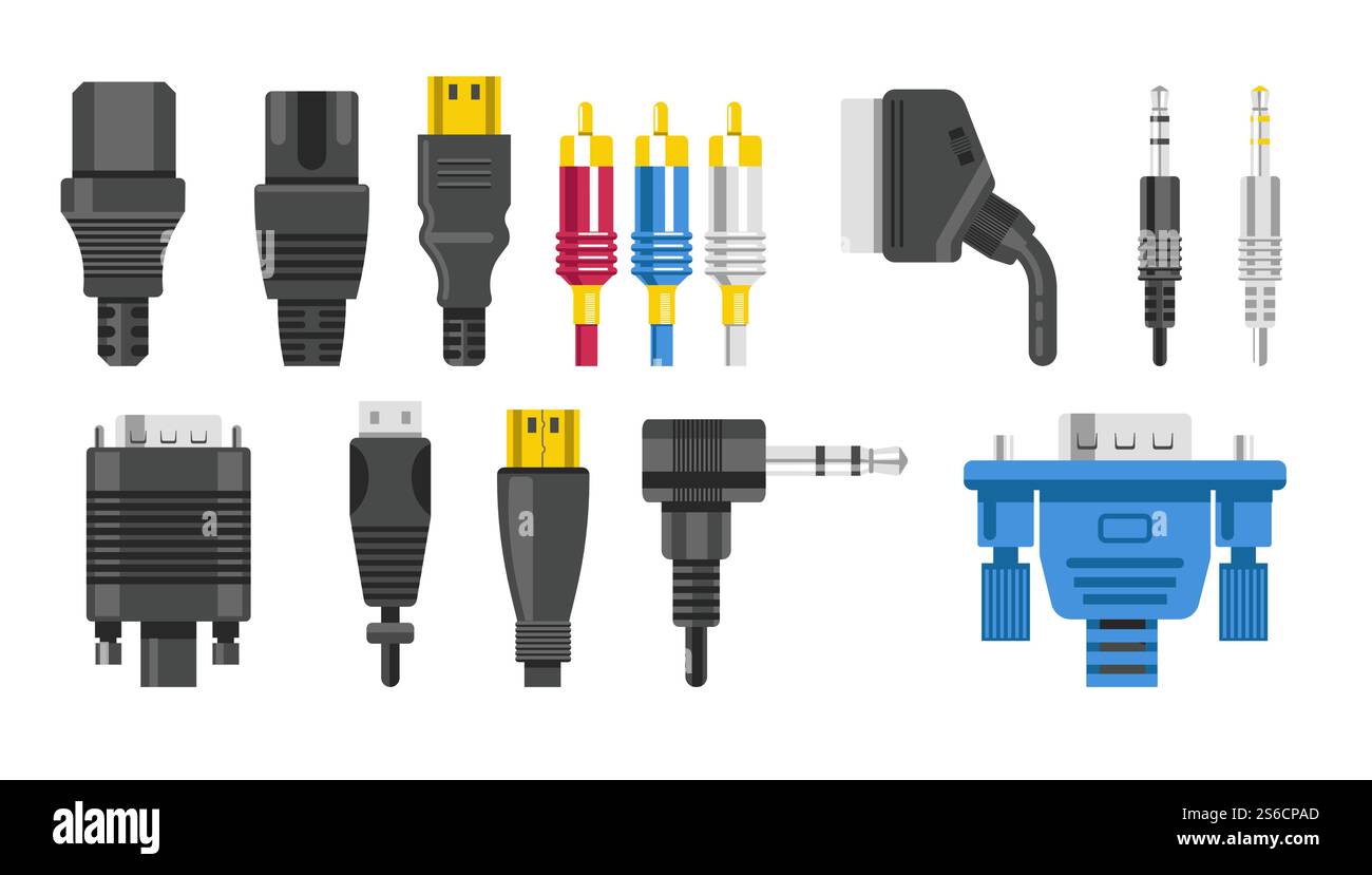 Connection cables and connectors, wiring and audio or video adapters ...