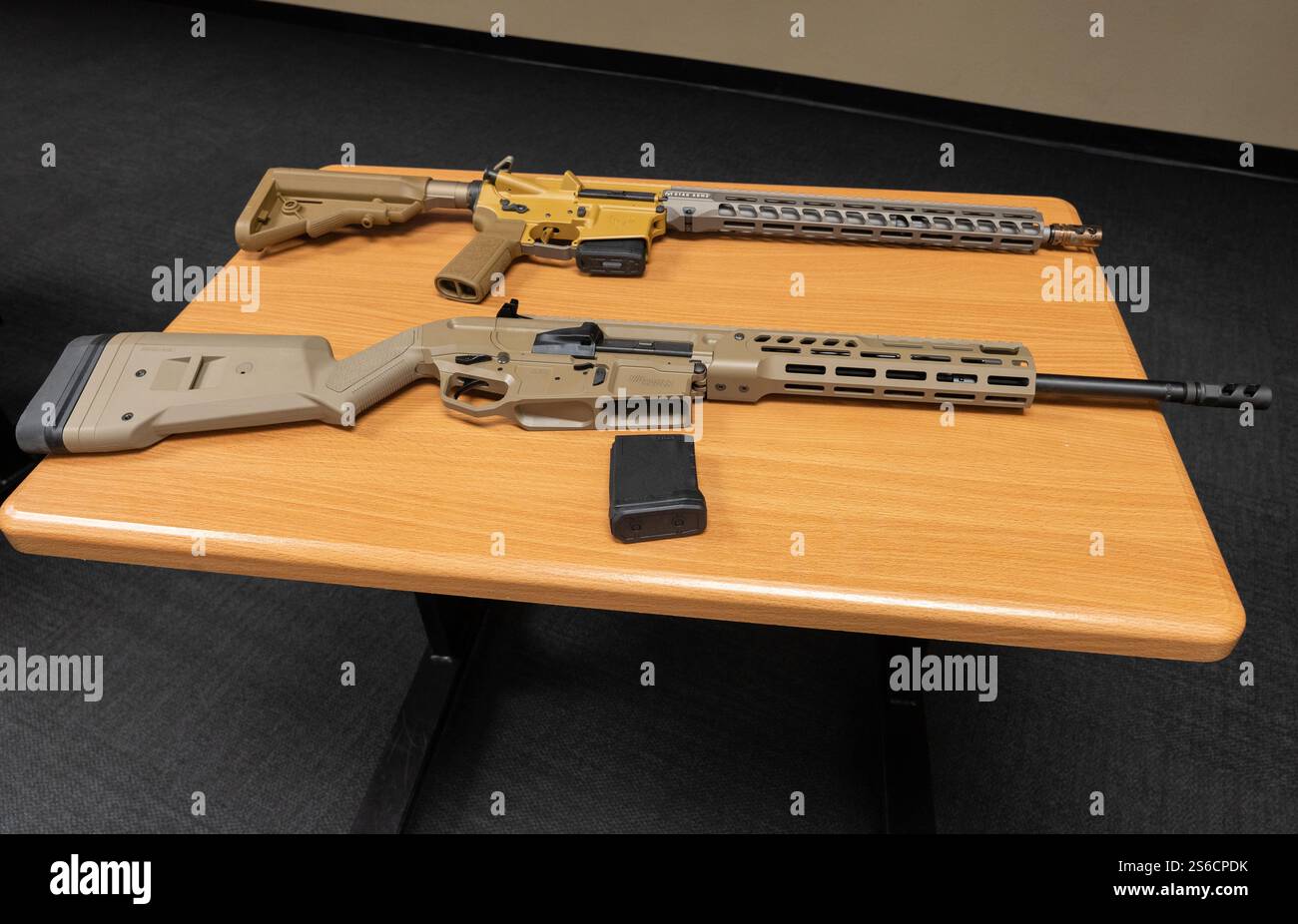 Lakewood, Colorado, USA. 16th Jan, 2025. A pair of semiautomatic rifles ...