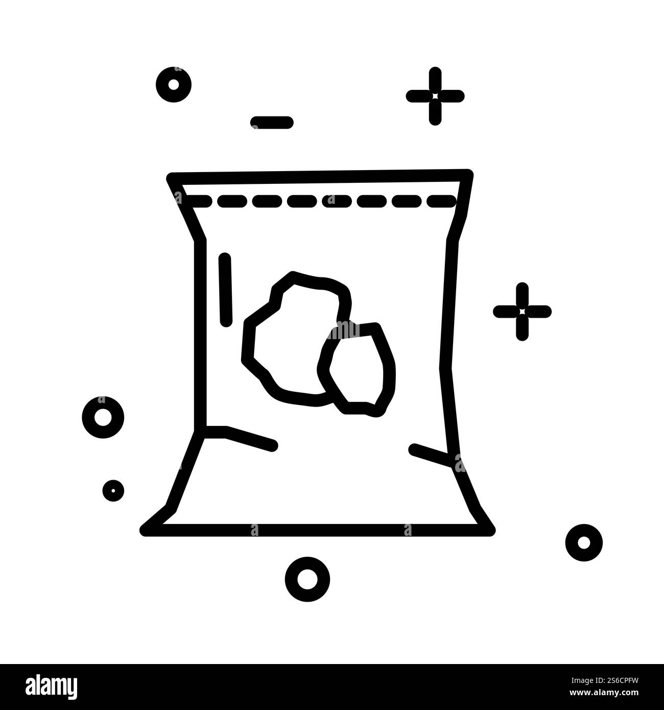 Plants soil in bag isolated line icon, ground package, cement pack ...