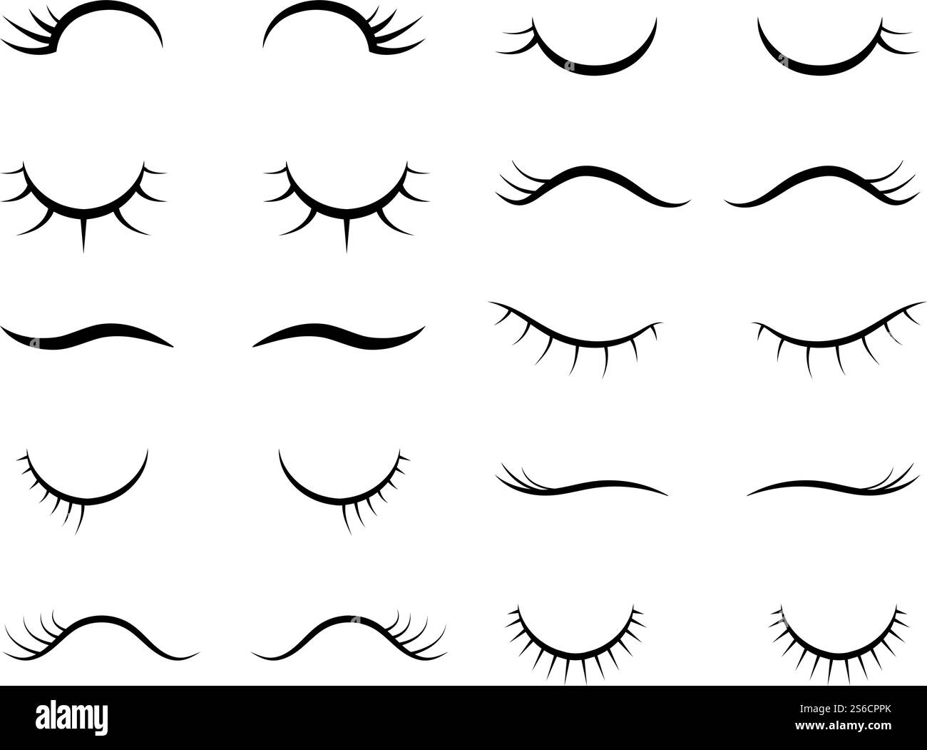 Cartoon eyelashes. Cute beautiful closed girl or unicorn eyes ...