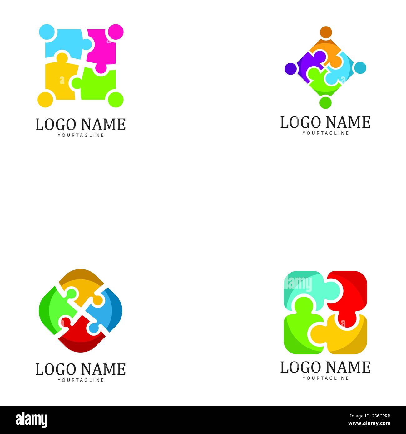 puzzle and community social network logo icon illustration vector Stock ...