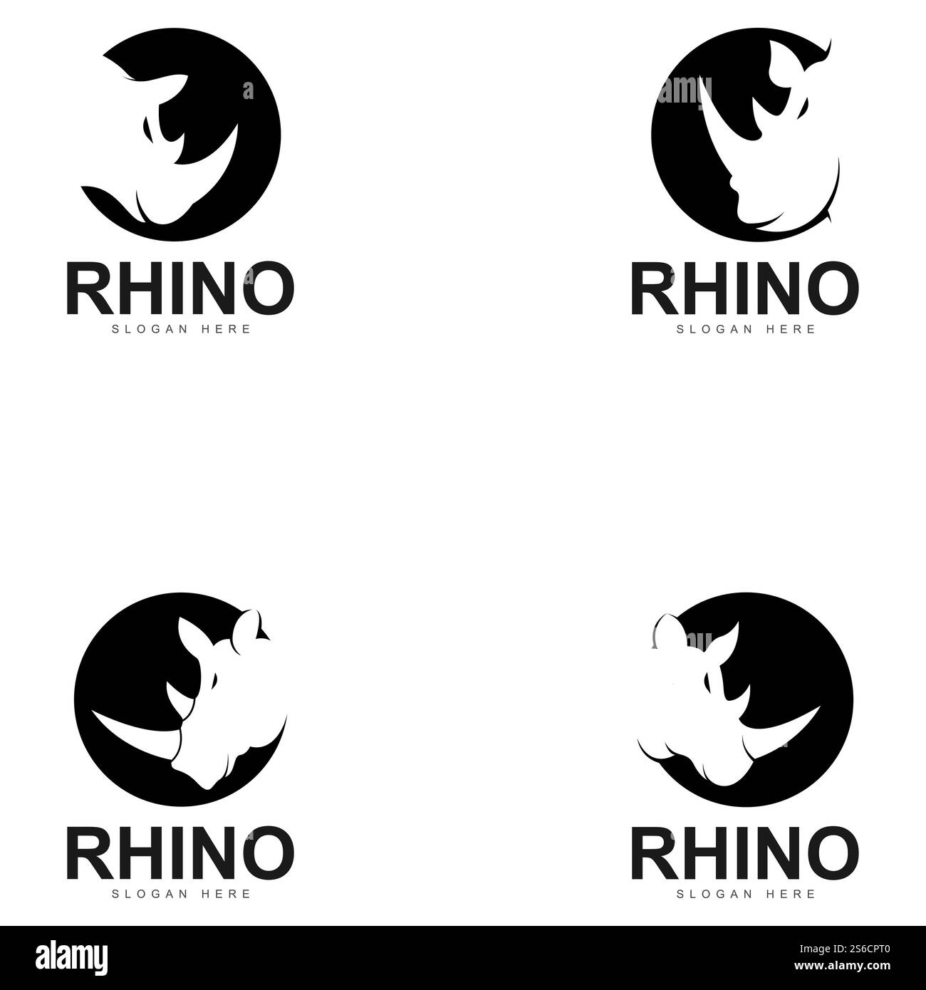 rhino head silhouette logo icon vector illustration template Stock ...