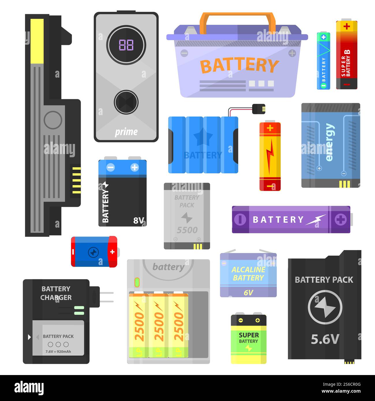 Battery, electricity charge, technology and accumulator, alkaline ...