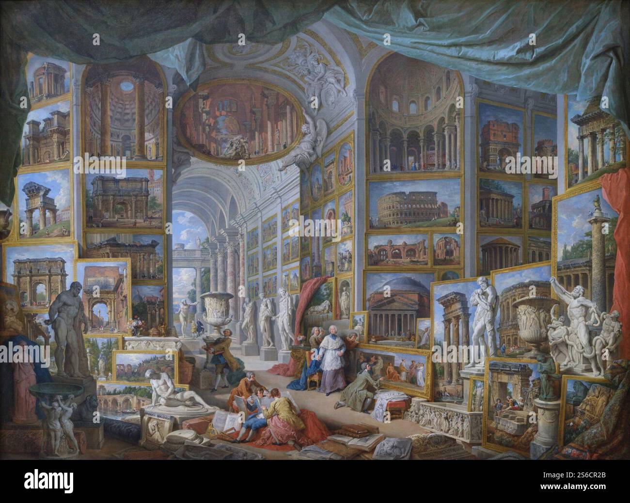 Galerie de vues de la Rome antique - Giovanni Paolo Pannini Stock Photo ...