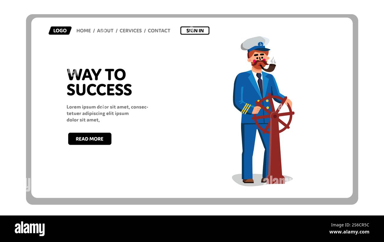 Captain Search And Leading Way To Success Vector. Seaman Man In Marine ...