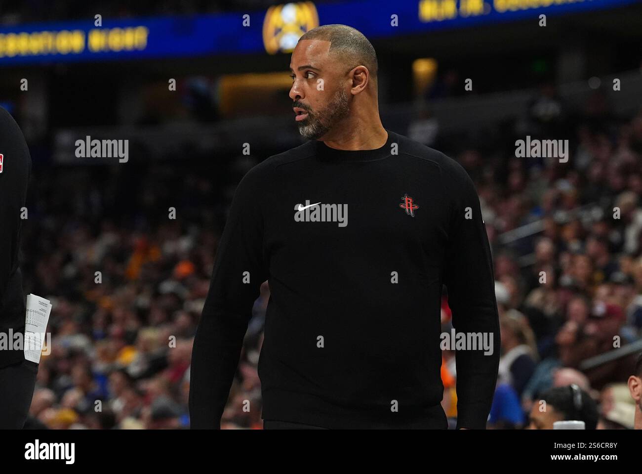 Houston Rockets head coach Ime Udoka () in the first half of an NBA ...