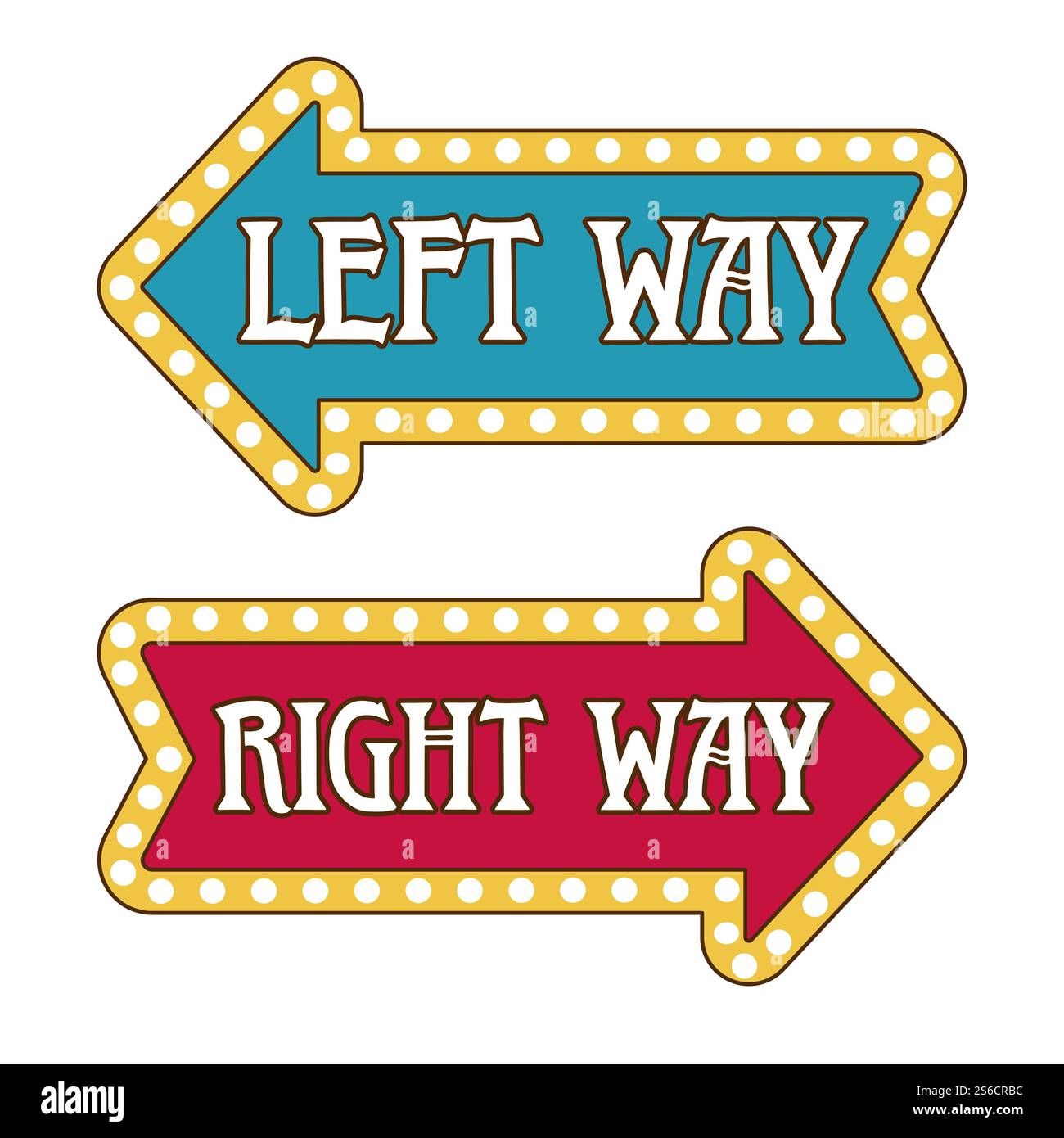 Night show or circus pointer template, left and right way, isolated ...