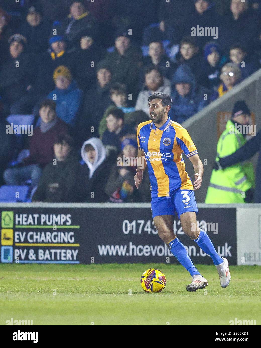 #3, Lewis Brunt of Wrexham in action with the ball during the Sky Bet ...