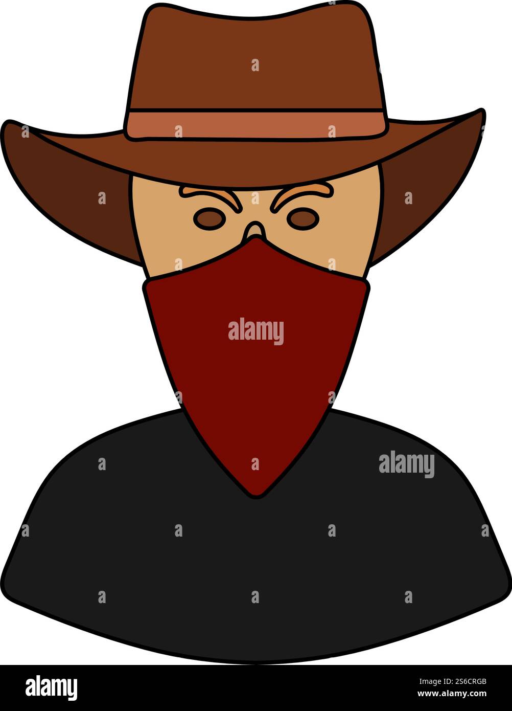 Cowboy With A Scarf On Face Icon. Editable Outline With Color Fill ...