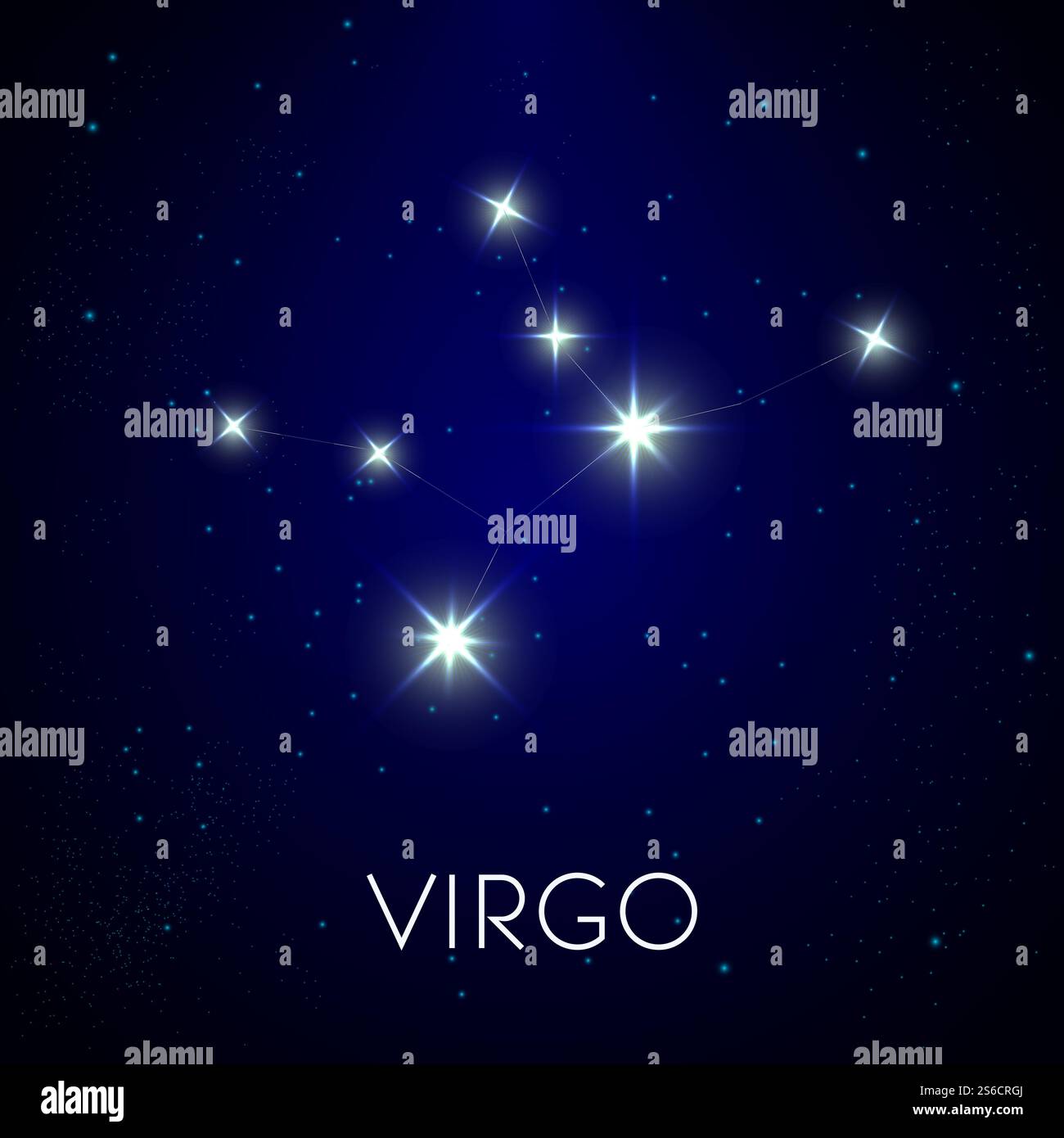 Astrology sign Virgo in night sky, zodiac constellation and part of ...