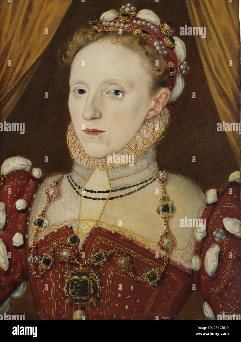 George Gower (attributed to) Portrait of Elizabeth I at bust length ...