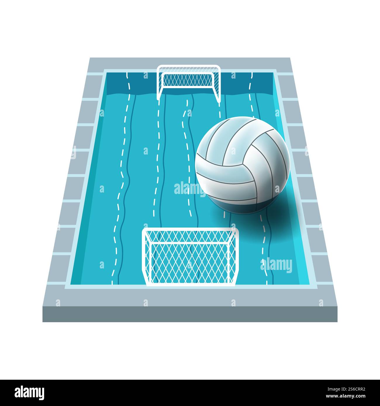 Swimming pool in gym, water polo game isolated isometric icon ...