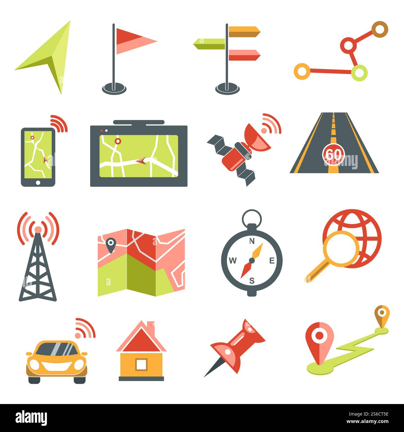 Maps, location and navigation isolated icons, cartography and ...