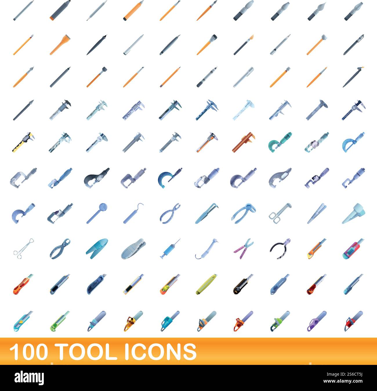 100 tool icons set. Cartoon illustration of 100 tool icons vector set ...