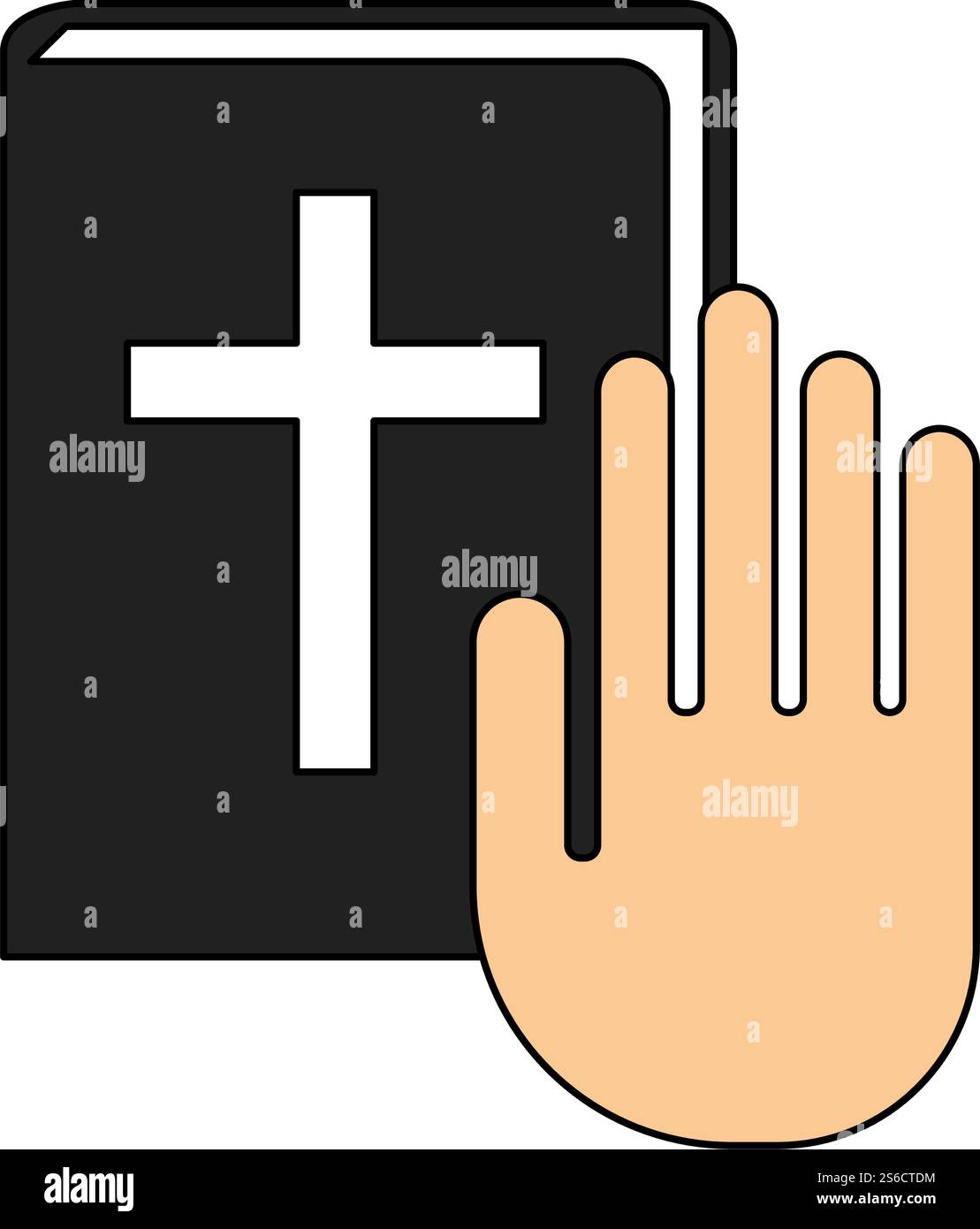 Hand On Bible Icon. Editable Outline With Color Fill Design. Vector ...