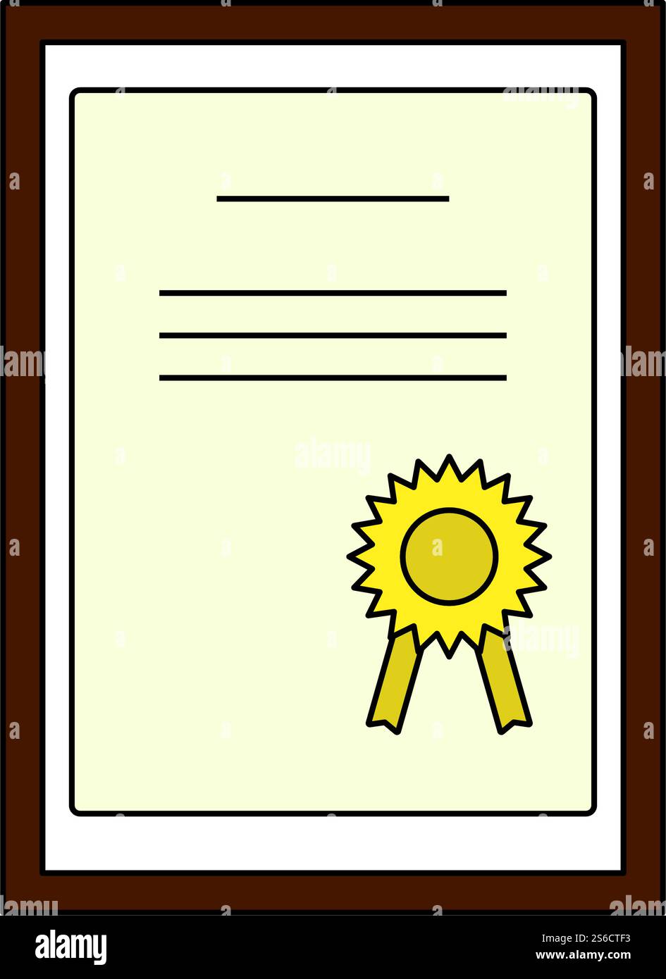Certificate Under Glass Icon. Editable Outline With Color Fill Design ...