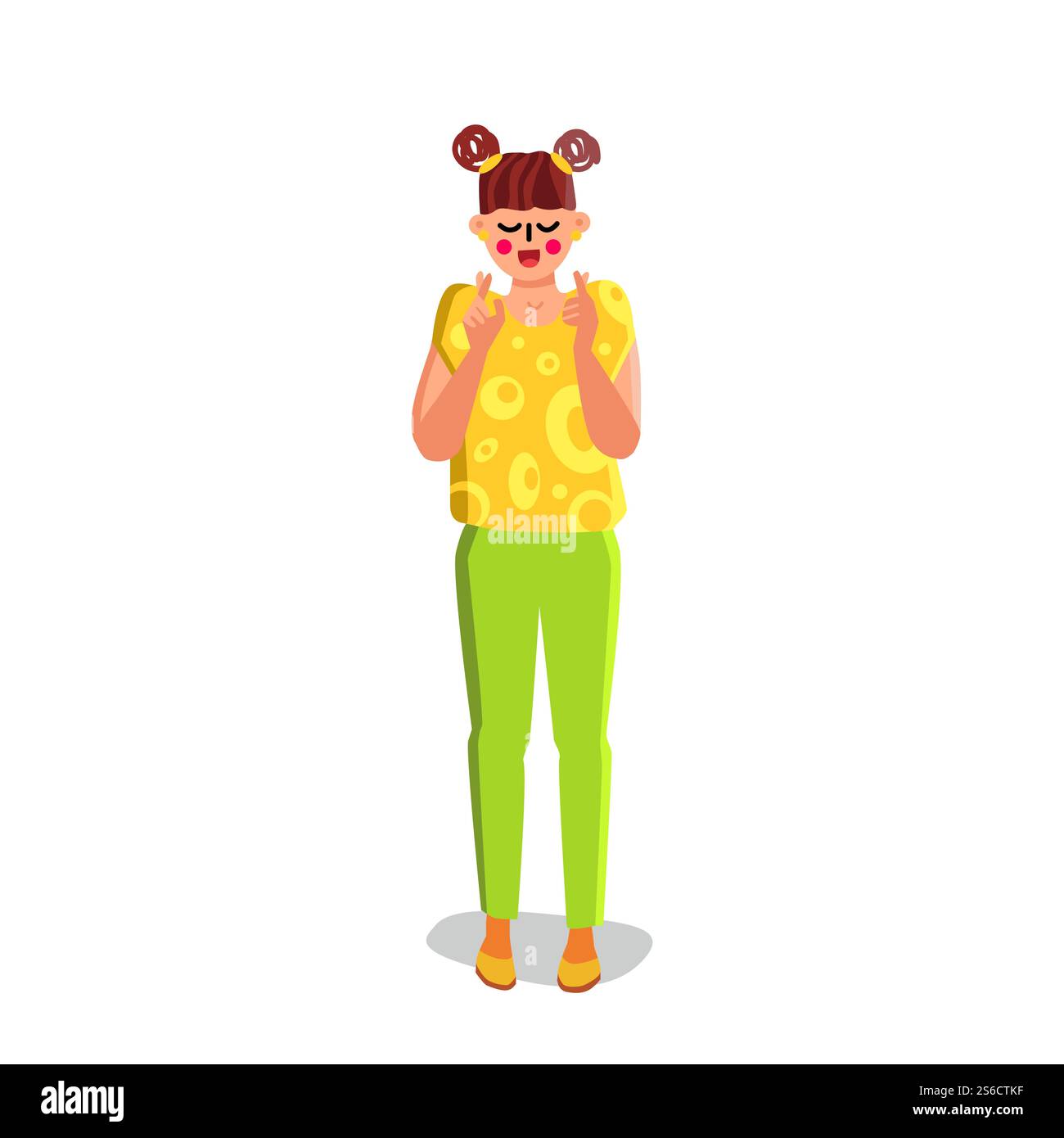 Girl With Desire Raising Fingers Crossed Vector. Young Woman Desire ...