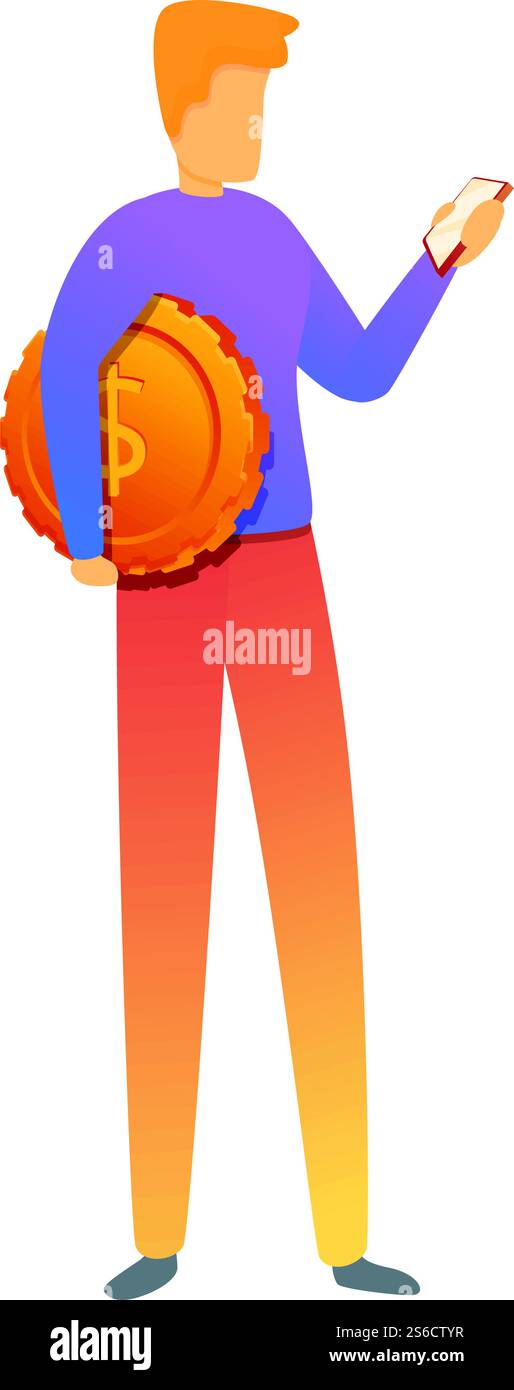 Smartphone coin monetization icon. Cartoon of smartphone coin ...