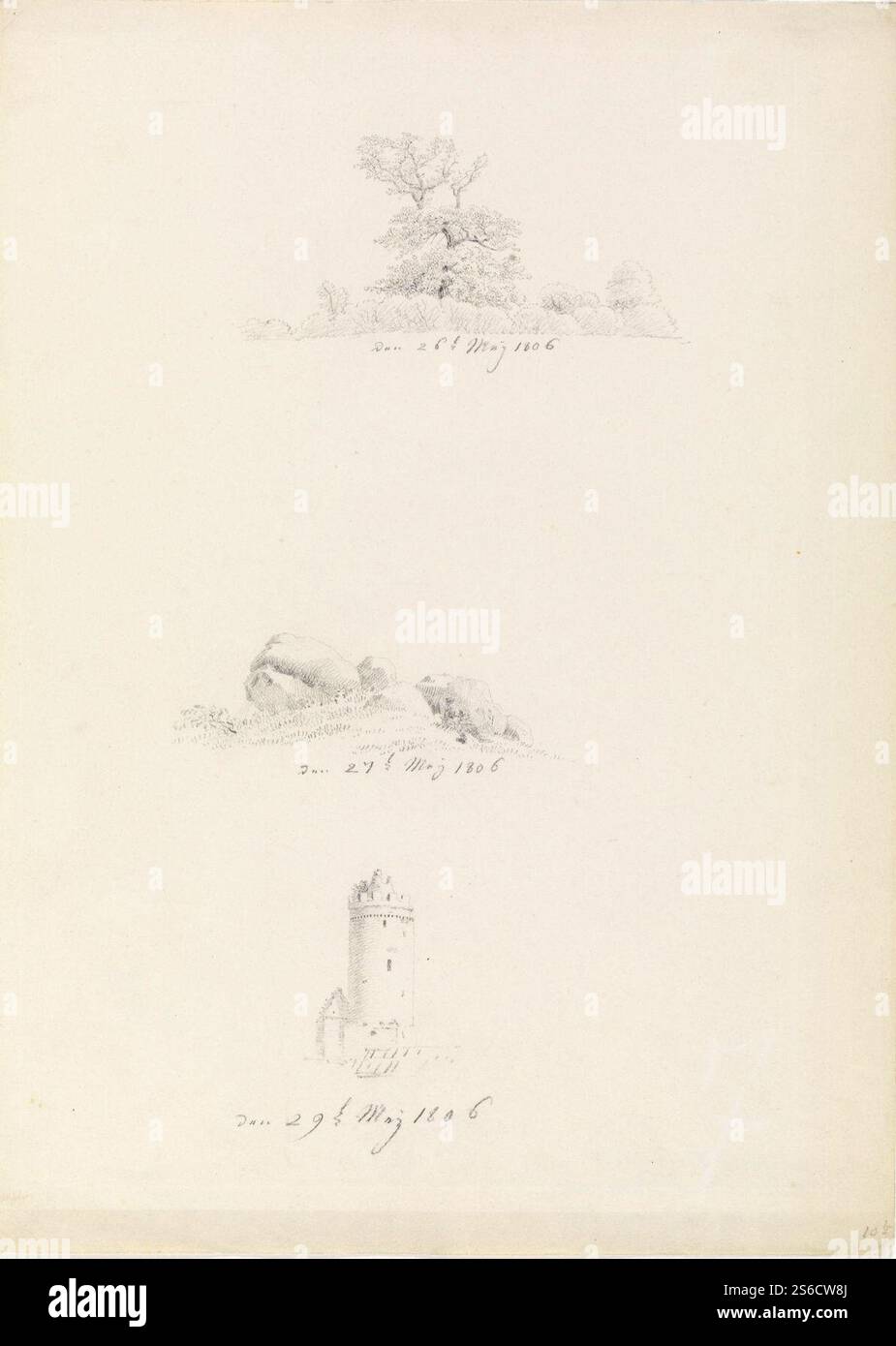 Caspar David Friedrich - Baum, Hünengrab und Turm Stock Photo - Alamy