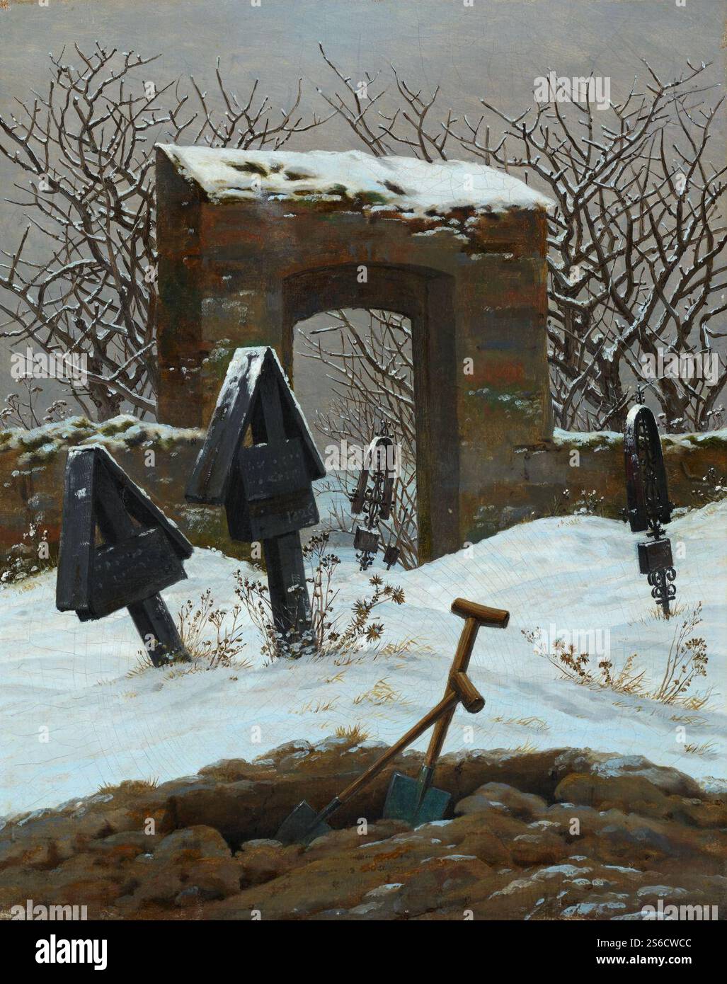 Caspar David Friedrich - Friedhof im Schnee (MbK Stock Photo - Alamy