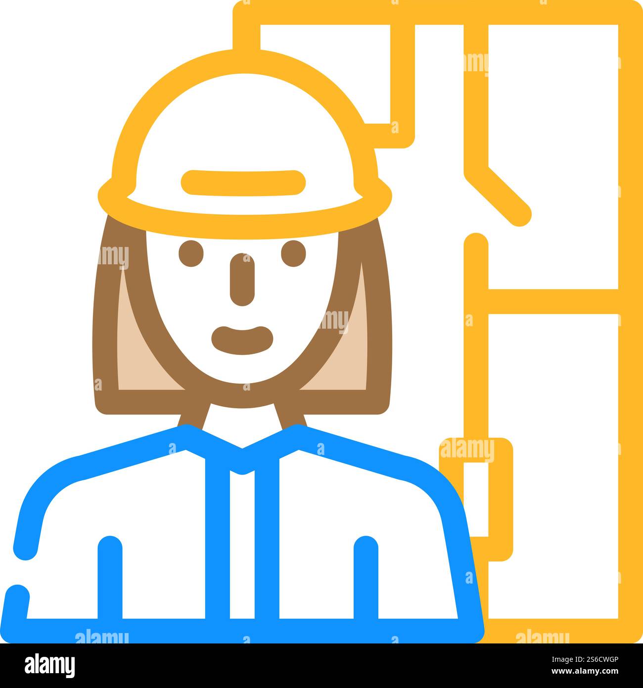 architect woman job color icon vector. architect woman job sign ...