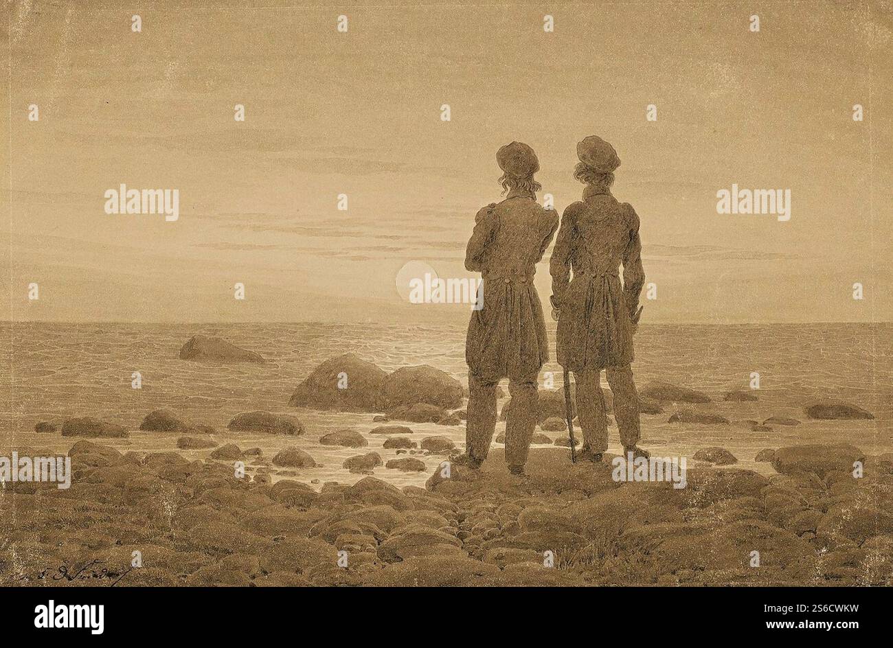 Caspar David Friedrich - Zwei Männer am Meer (1830-35 Stock Photo - Alamy