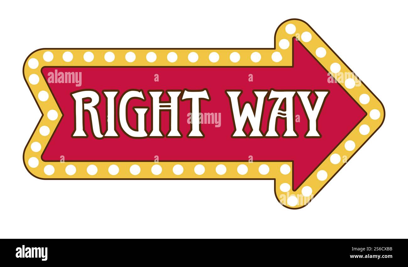 Night or circus show or circus pointer, right way pointing, isolated ...
