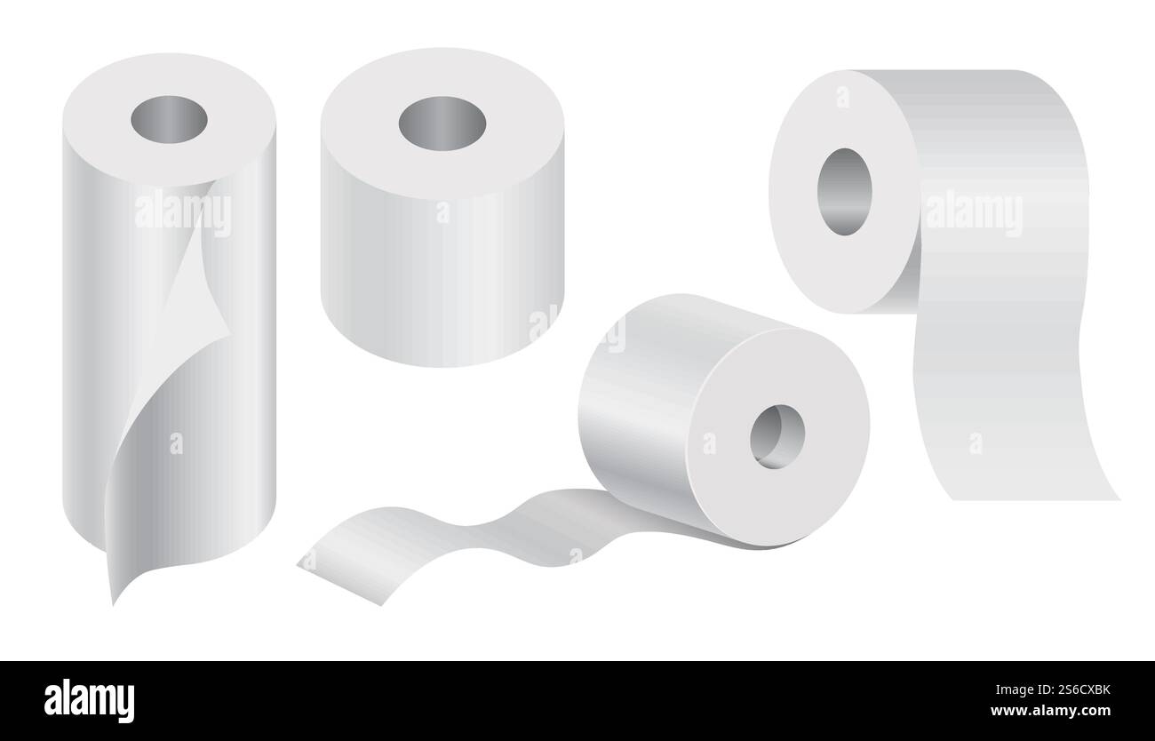 Toilet paper roll mock up set, different angles view. Realistic blank ...