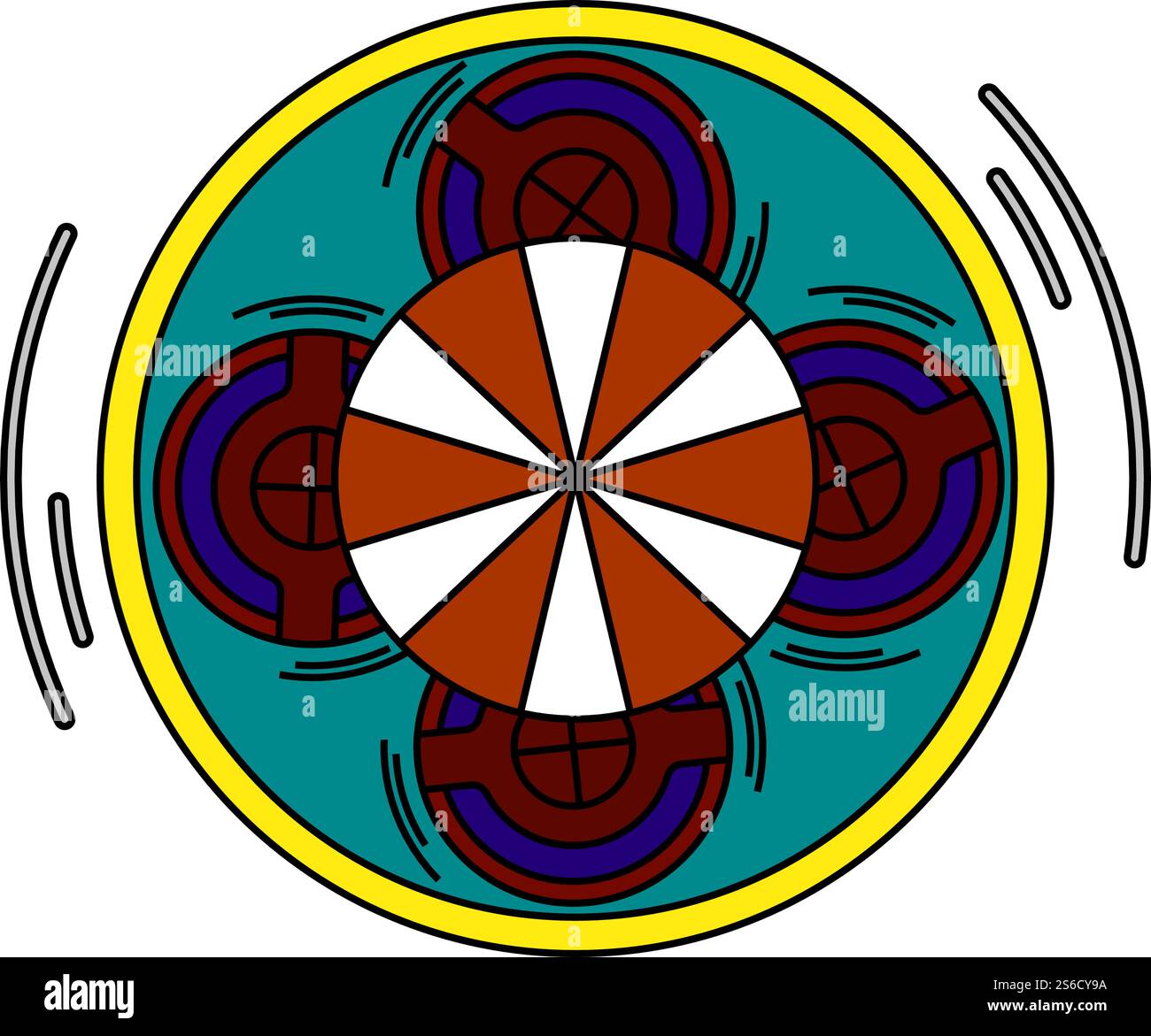 Carousel Top View Icon. Editable Outline With Color Fill Design. Vector ...