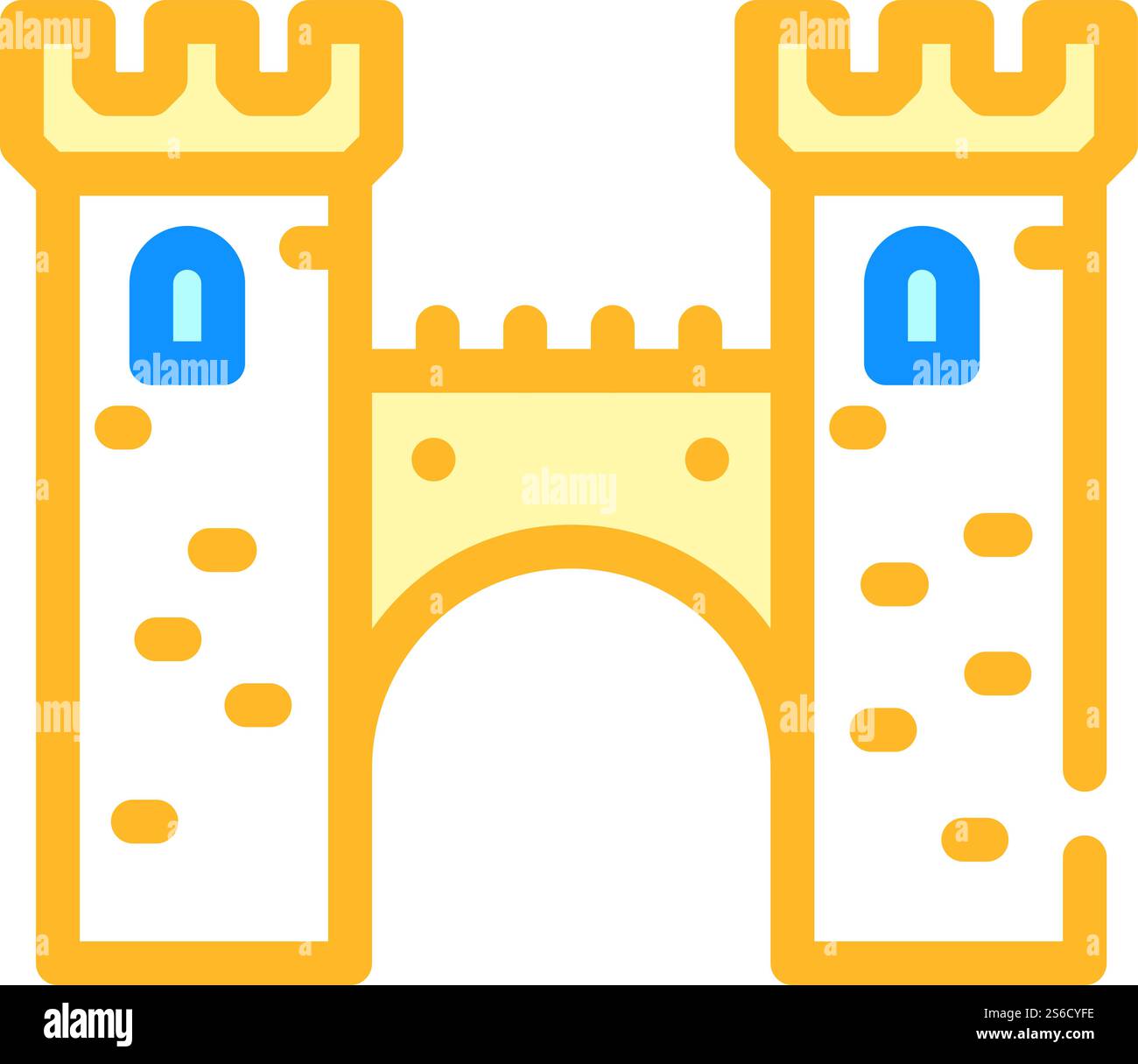 bridge between castle towers color icon vector. bridge between castle ...
