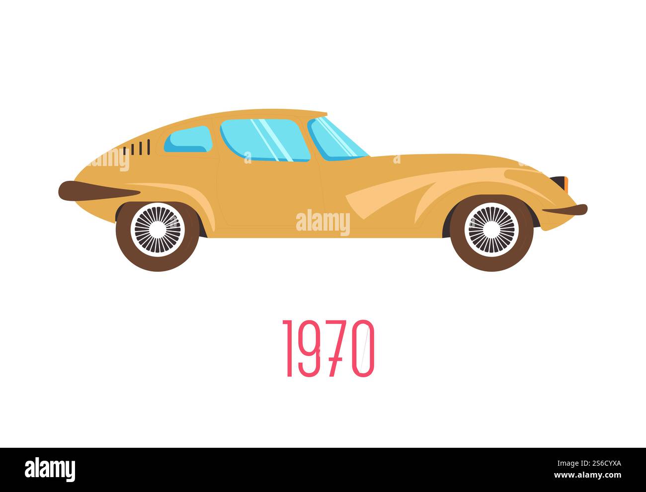 Muscle car, retro sport vehicle of 70s, 1970s transport isolated ...