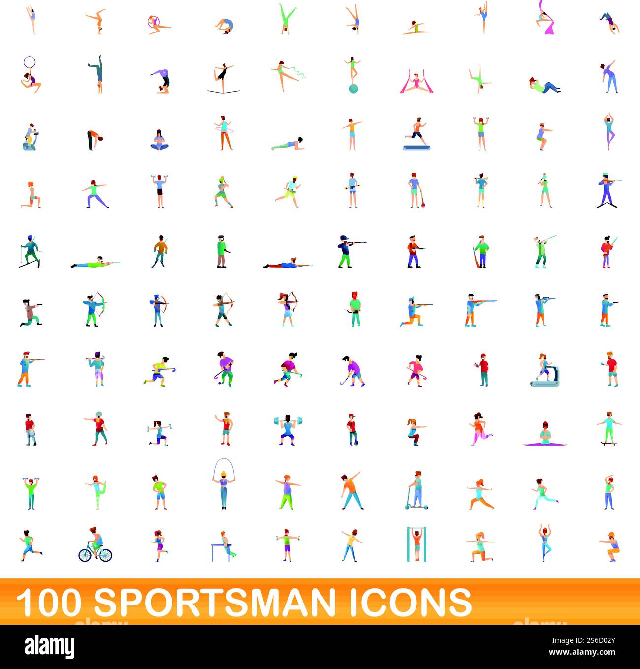 100 sportsman icons set. Cartoon illustration of 100 sportsman icons ...