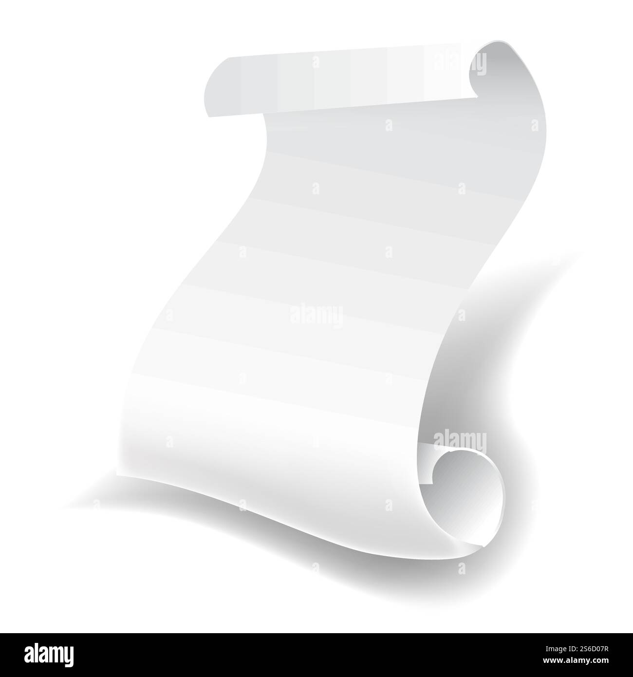 White paper sheet with curled edge, scroll vector. Blank and empty ...