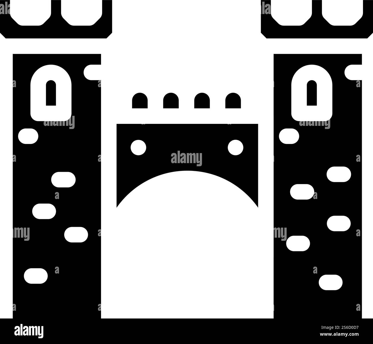 bridge between castle towers glyph icon vector. bridge between castle ...