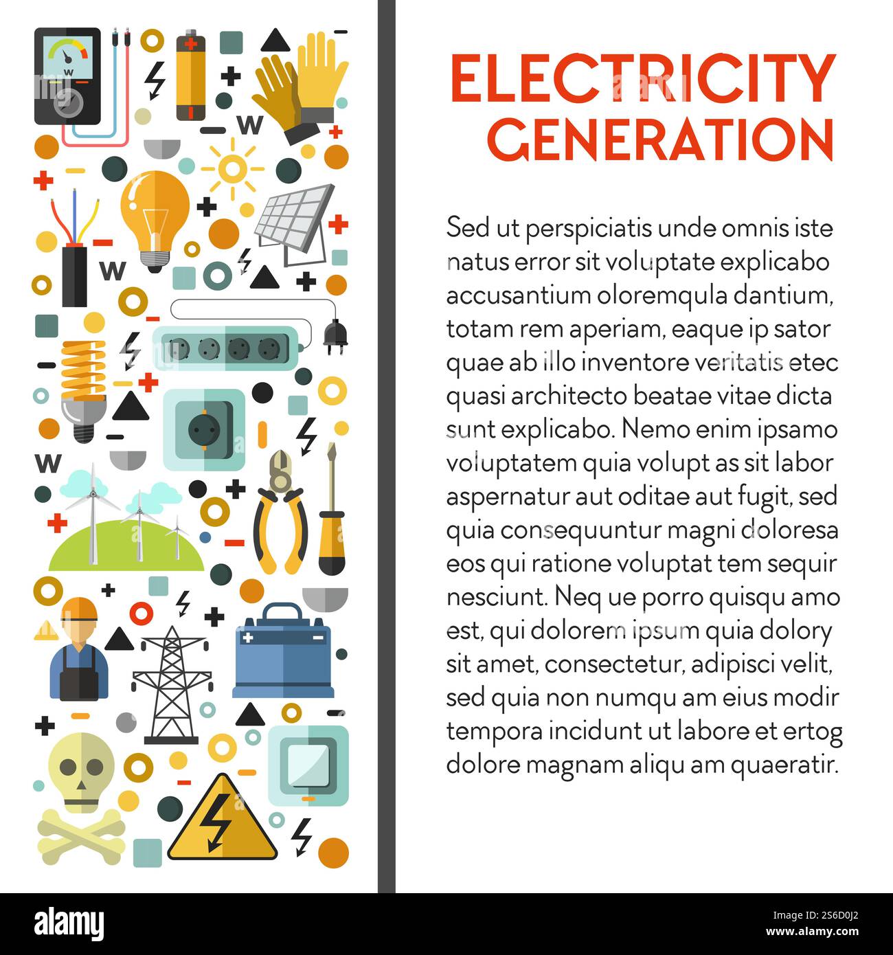 Electrician tools, electricity energy generation poster, equipment and ...