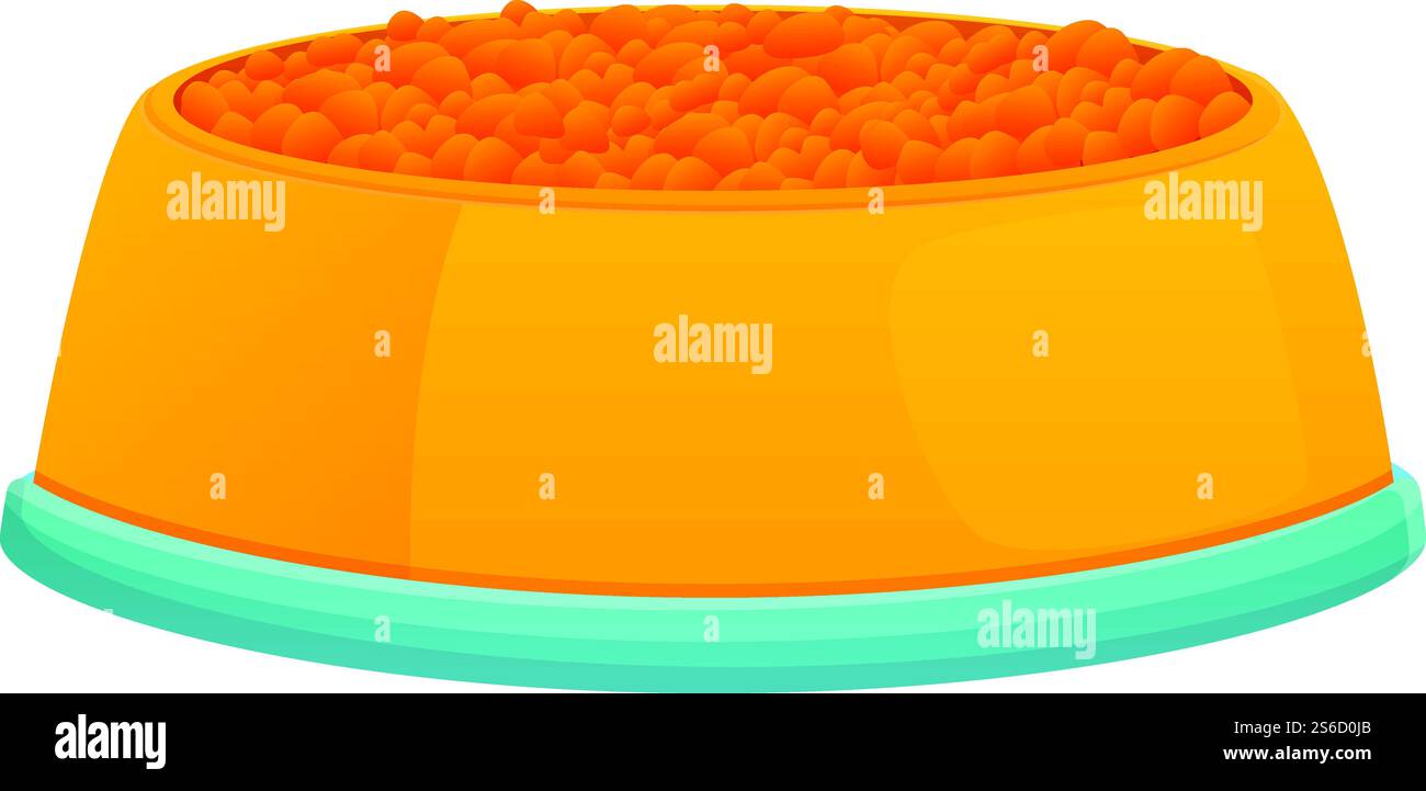 Full cat food bowl icon. Cartoon of full cat food bowl vector icon for ...