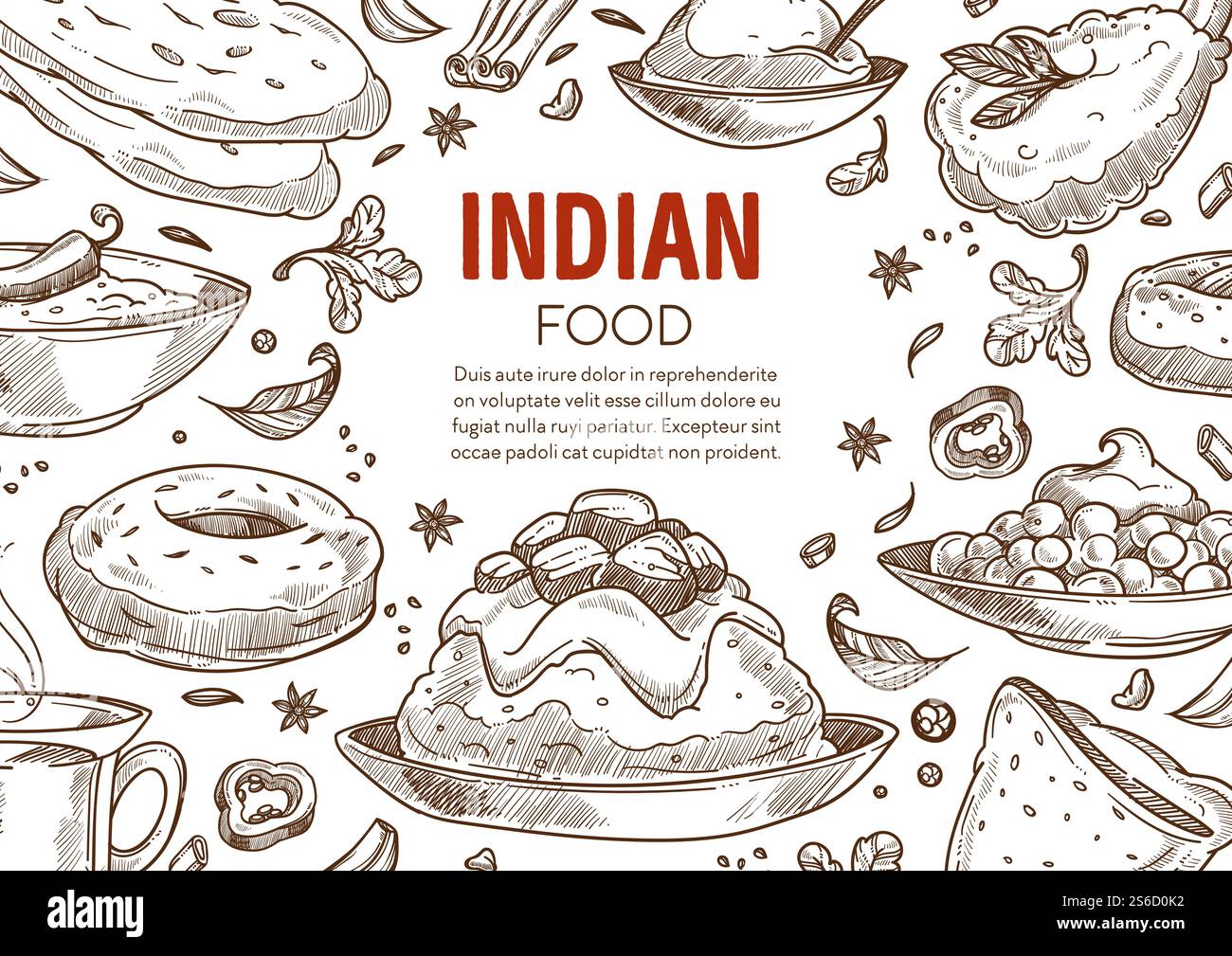 India cuisine menu in restaurant poster vector hi-res stock photography ...