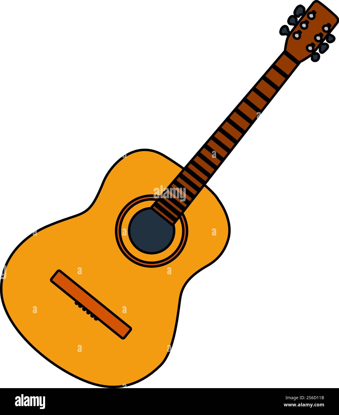 Icon Of Acoustic Guitar. Editable Outline With Color Fill Design ...