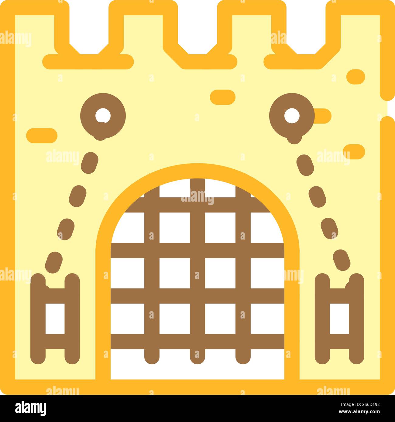 grid goal of ancient castle color icon vector. grid goal of ancient ...