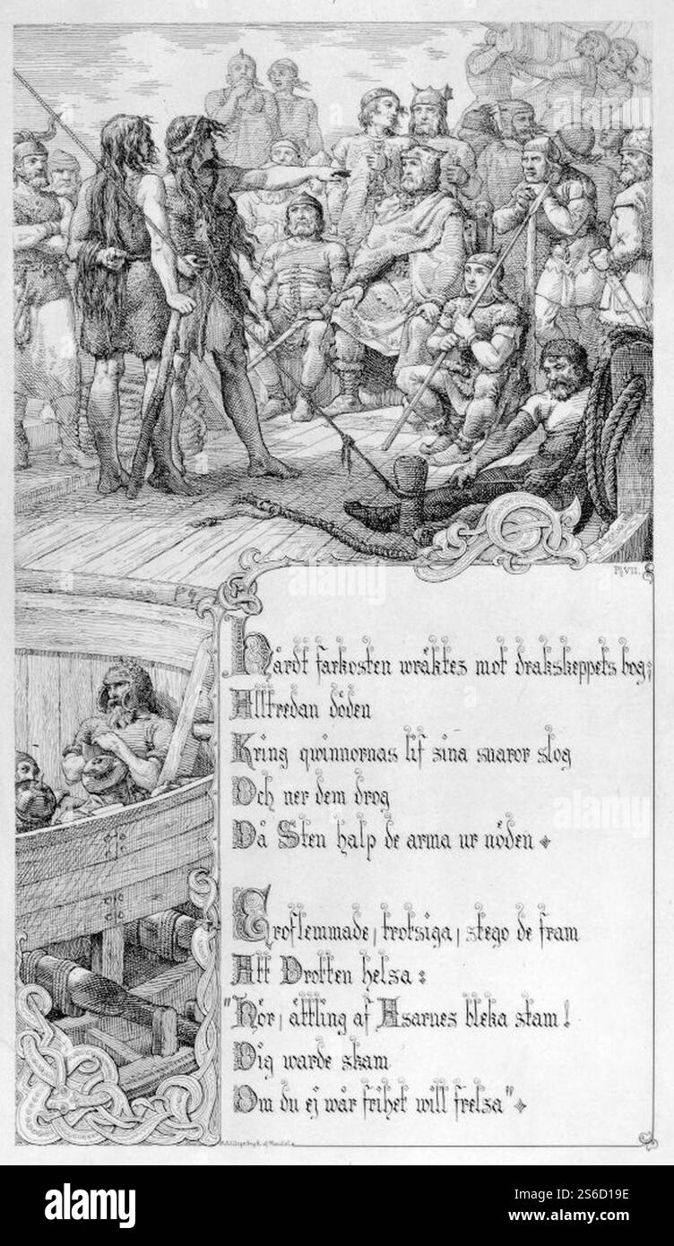 Fredrik Wilhelm Scholander - Illustration till ''Fjolners saga''. Plansch 18 Stock Photo - Alamy