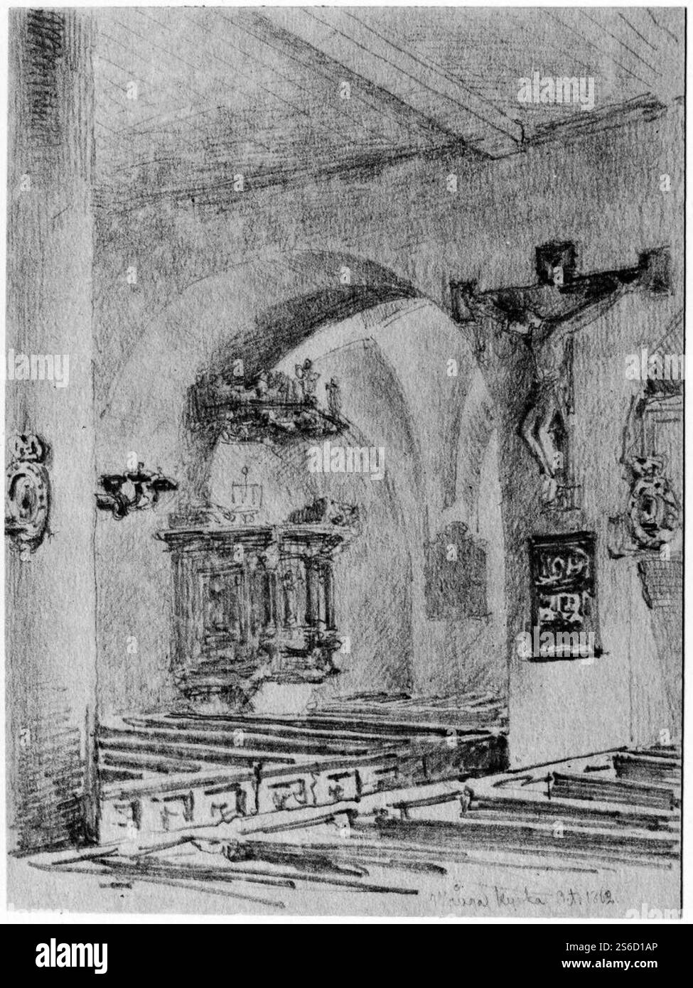 Fredrik Wilhelm Scholander - Interiör, Wånga kyrka Stock Photo - Alamy