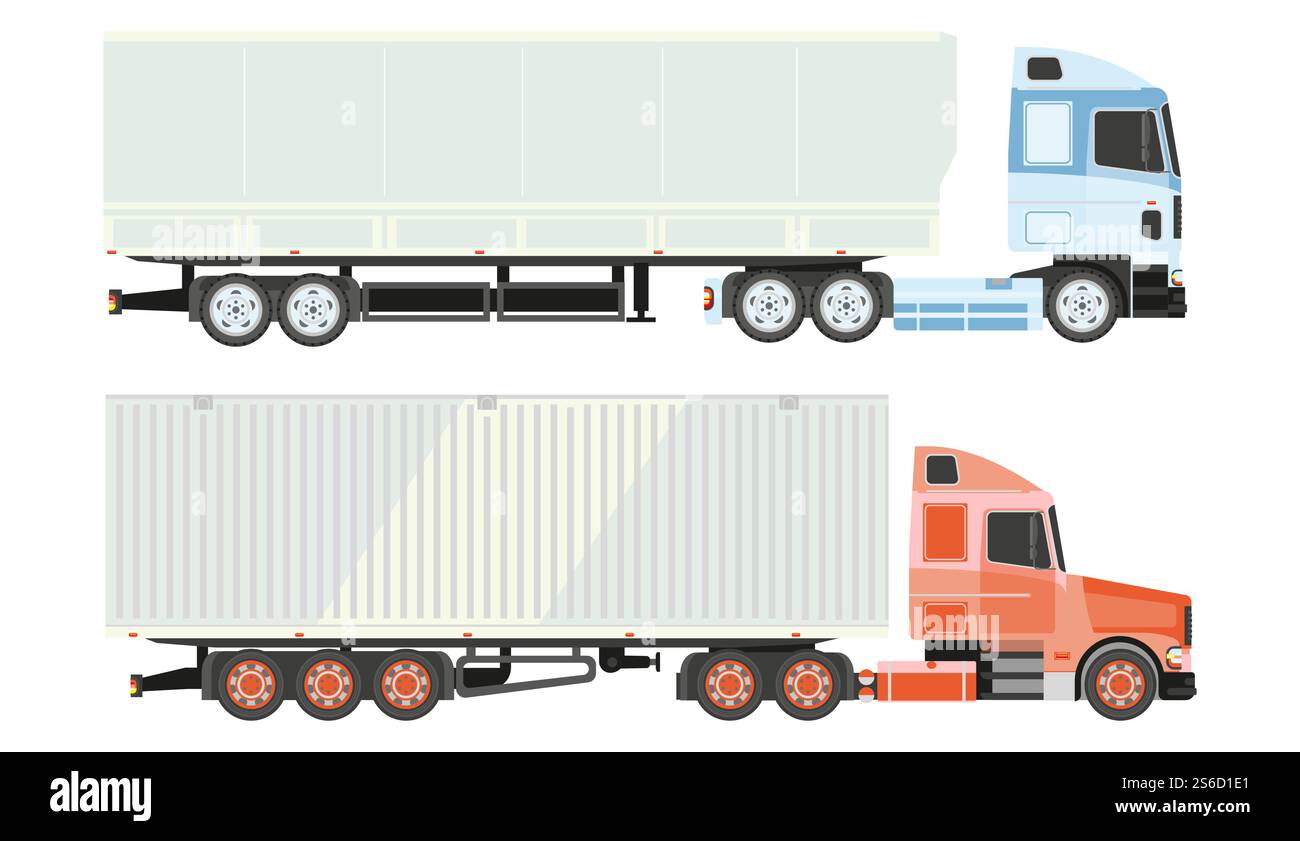 Logistics and transportation, lorry truck isolated icons vector. Cabin ...