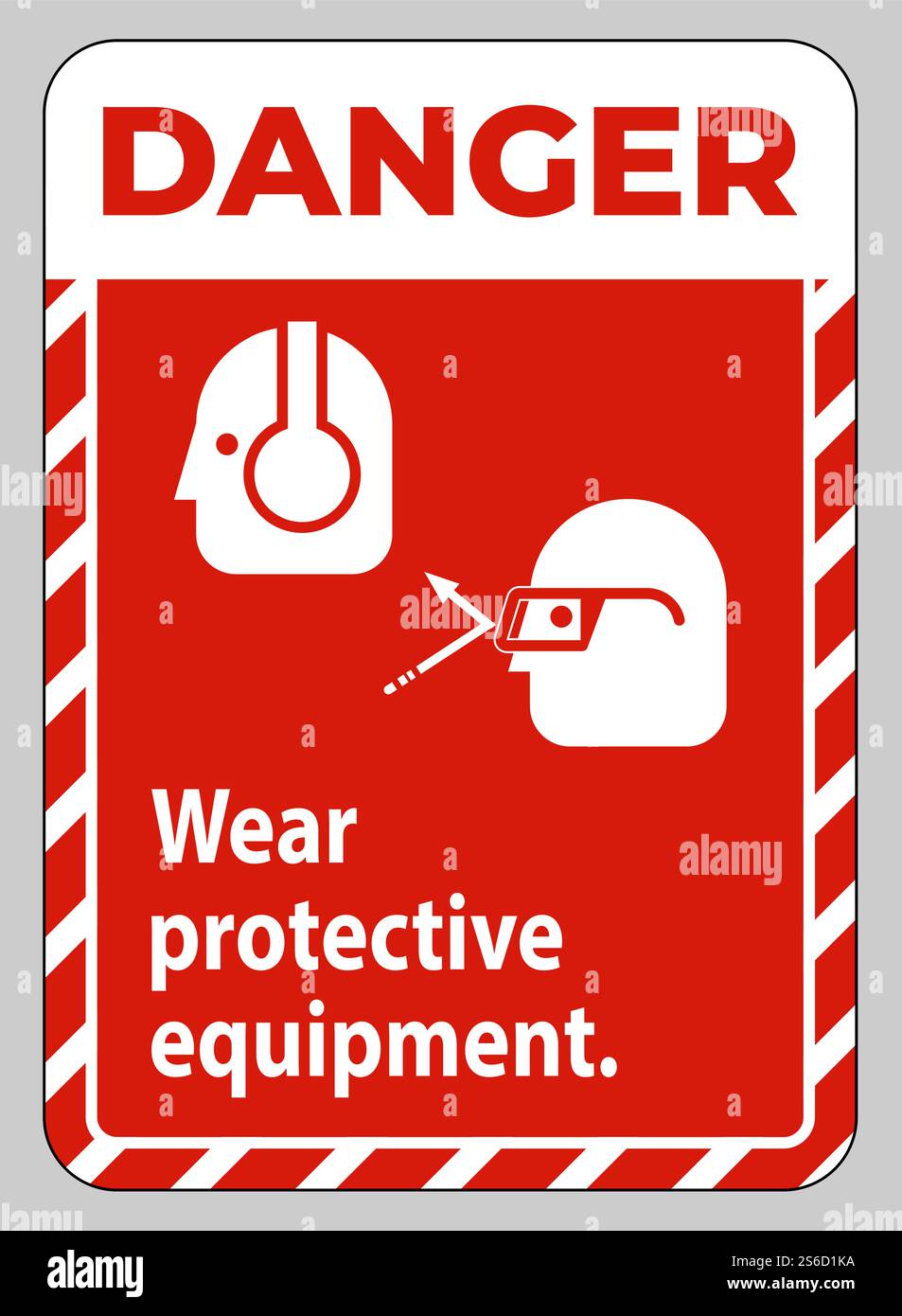 Danger Sign Wear Protective Equipment with goggles and glasses graphics ...