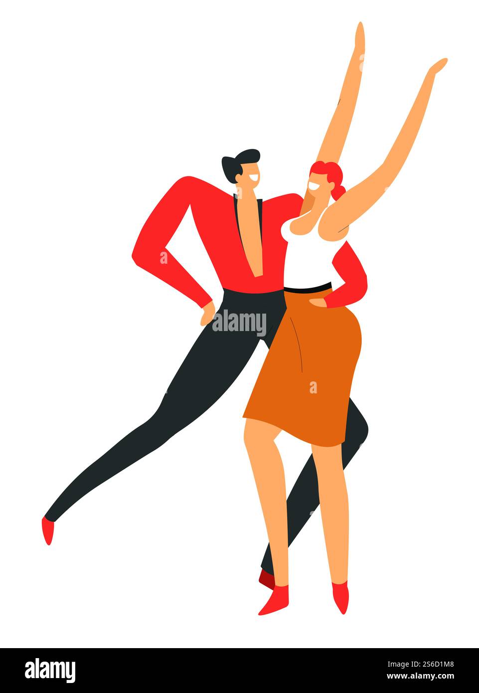 Man and woman dancing salsa, dancers pair, isolated characters couple ...