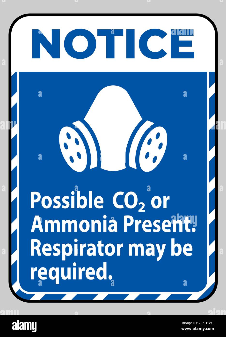Notice PPE Sign Possible Co2 Or Ammonia Present, Respirator May Be ...