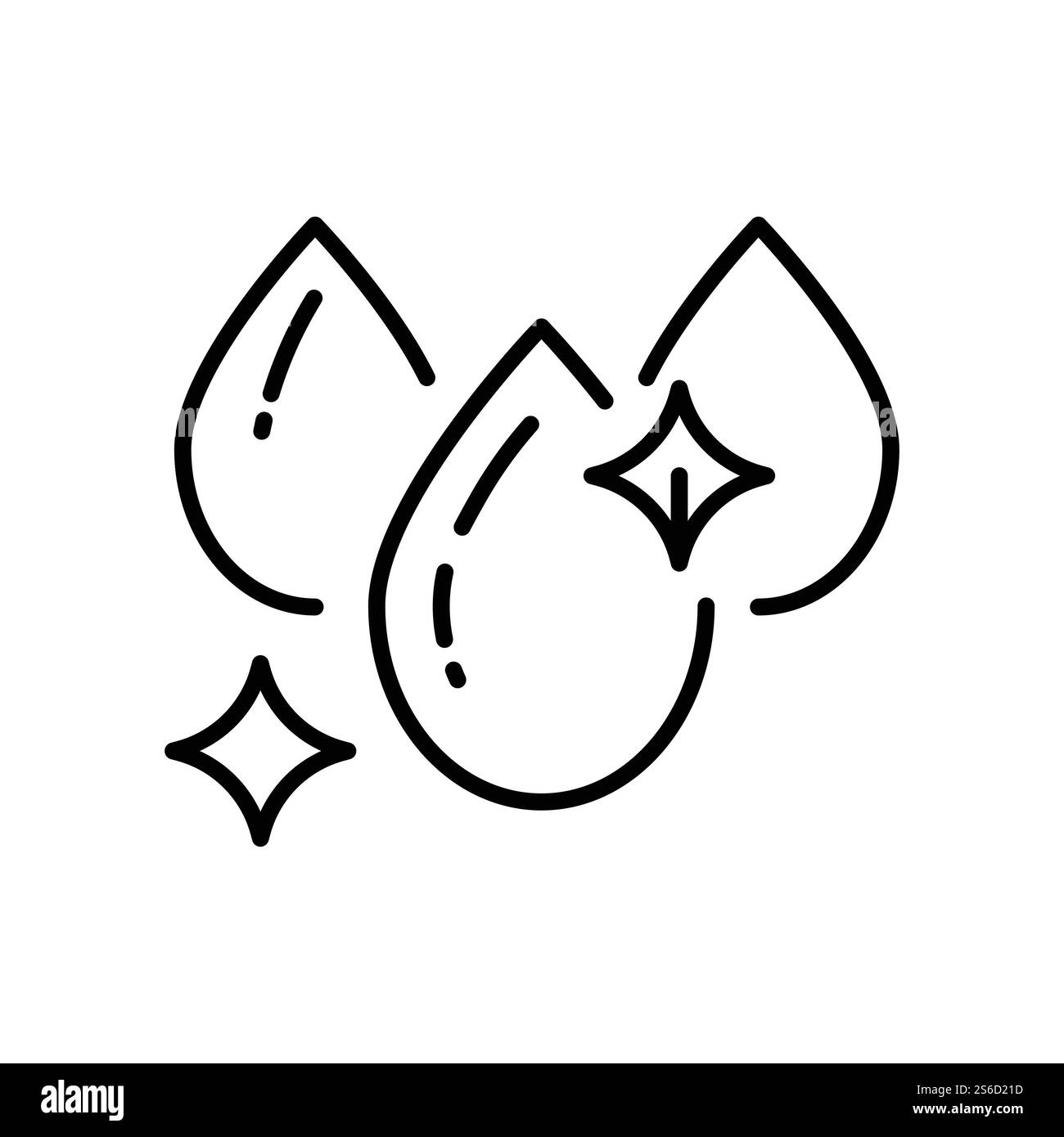 Water drops or raindrops isolated line icon, skin humidification vector ...