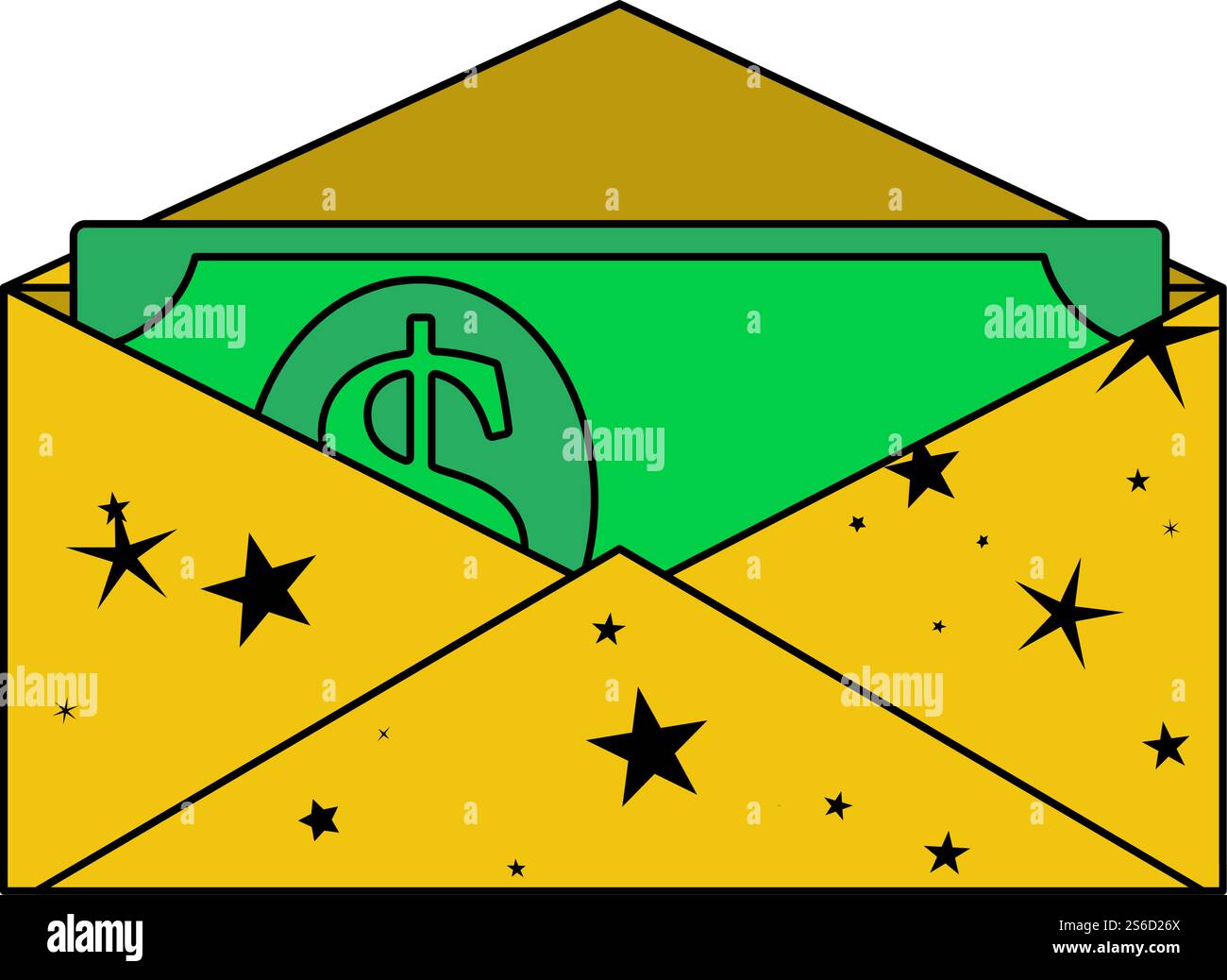 Birthday Gift Envelop Icon With Money. Editable Outline With Color Fill ...
