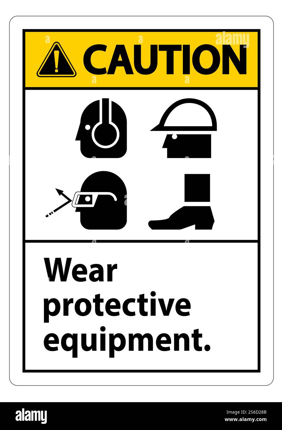 Caution Sign Wear Protective Equipment,With PPE Symbols on White ...