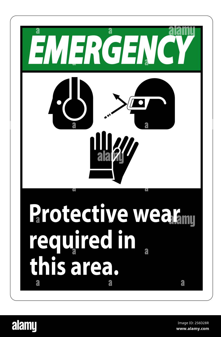 Emergency Sign Wear Protective Equipment In This Area With PPE Symbols ...